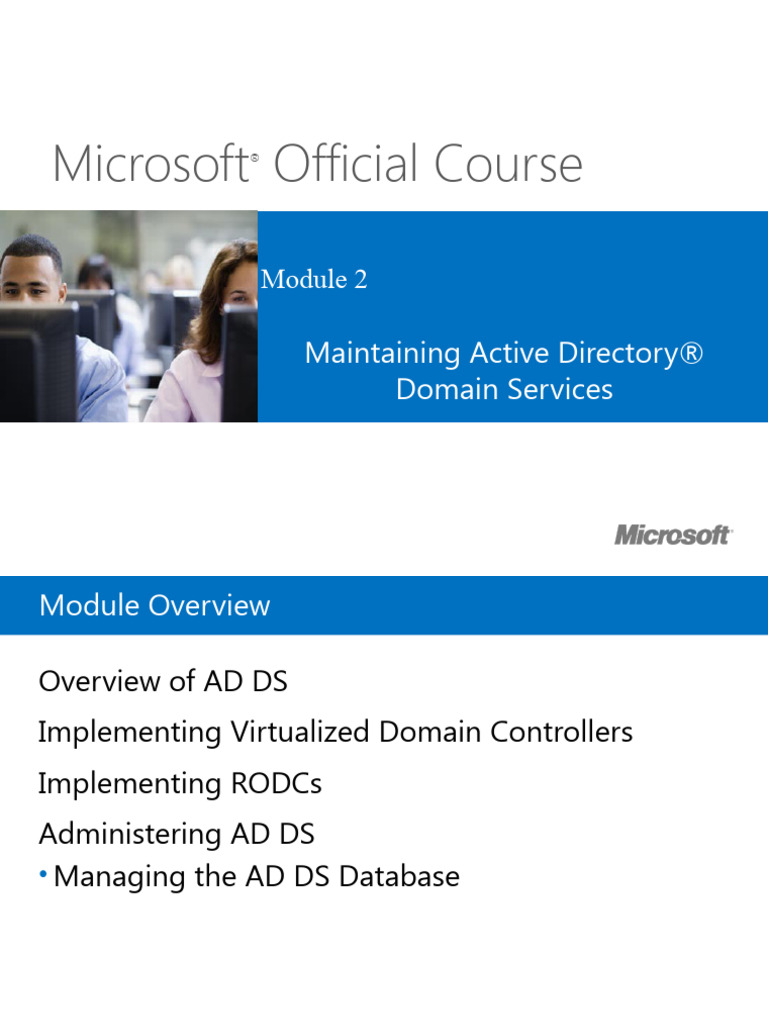 Microsoft Official Course: Maintaining Active Directory® Domain Services | PDF | Active ...