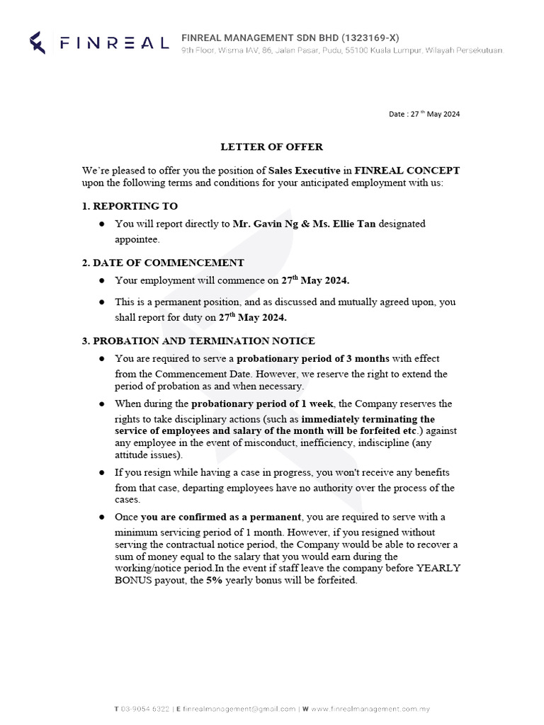 Offer Letter 1500 | PDF | Sick Leave | Salary