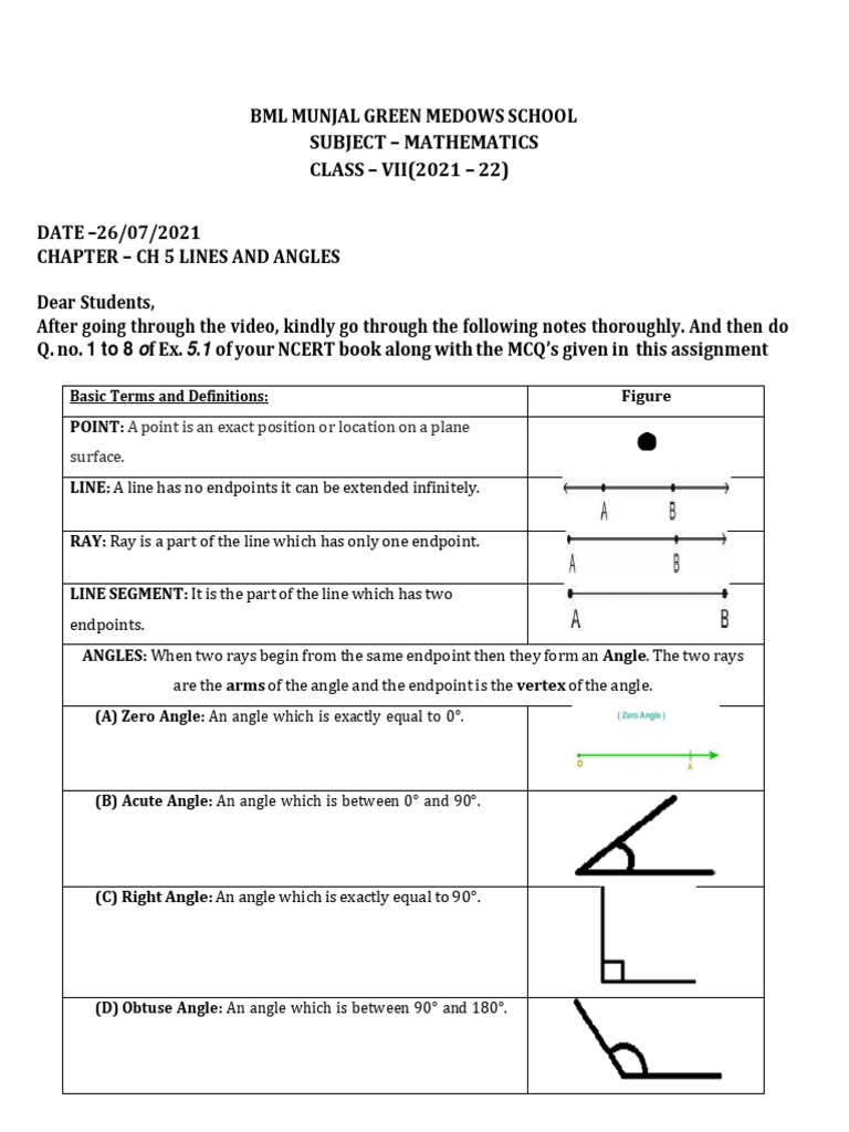 Ch- Lines and Angles | PDF | Angle | Euclidean Geometry