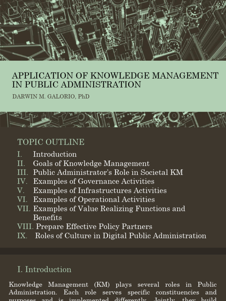 Application of Knowledge Management in Public Administration | PDF ...