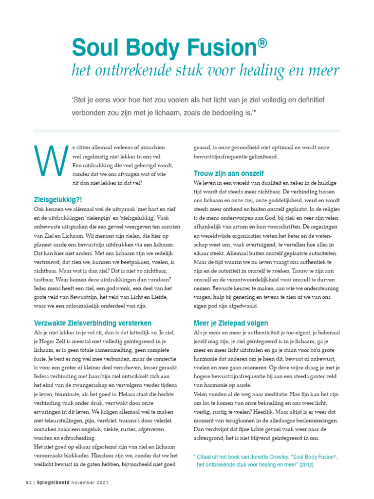 Spiegelbeeld-artikel-Soul Body Fusion | PDF