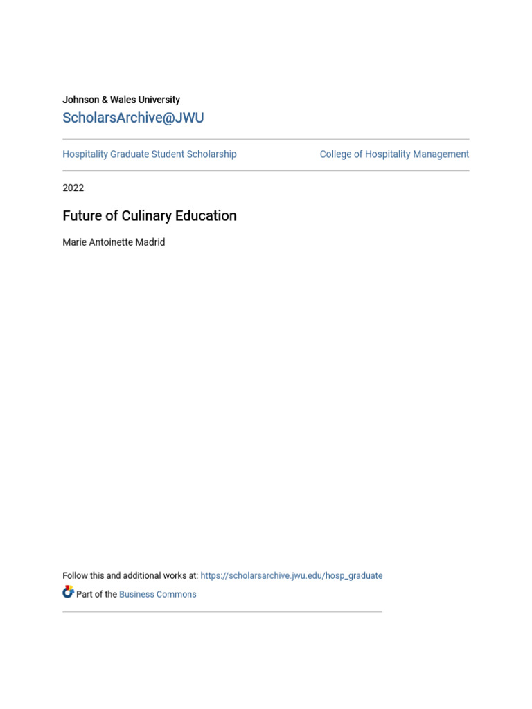 Culinary Education's Future | PDF | Chef | Teachers