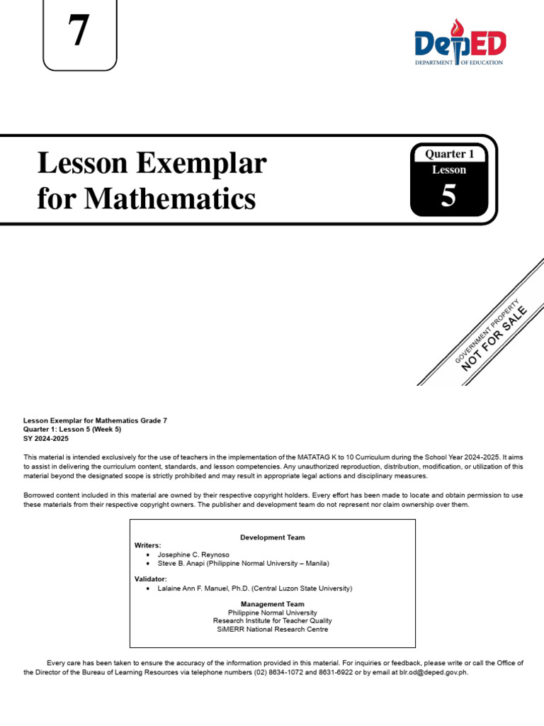 Q1 - LE - Mathematics 7 - Lesson 5 - Week 5 | PDF | Interest | Prices