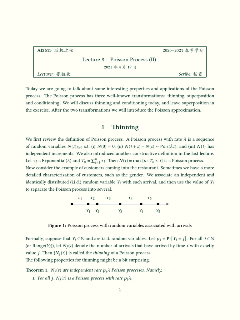 Thinning Poisson Process | PDF | Poisson Distribution | Teaching Mathematics
