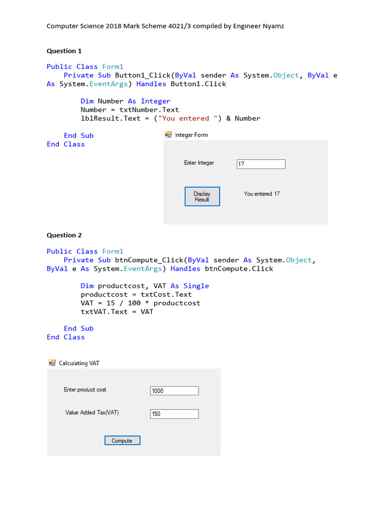 2018 Paper 3 Mark Scheme | PDF | Computing | Computer Programming