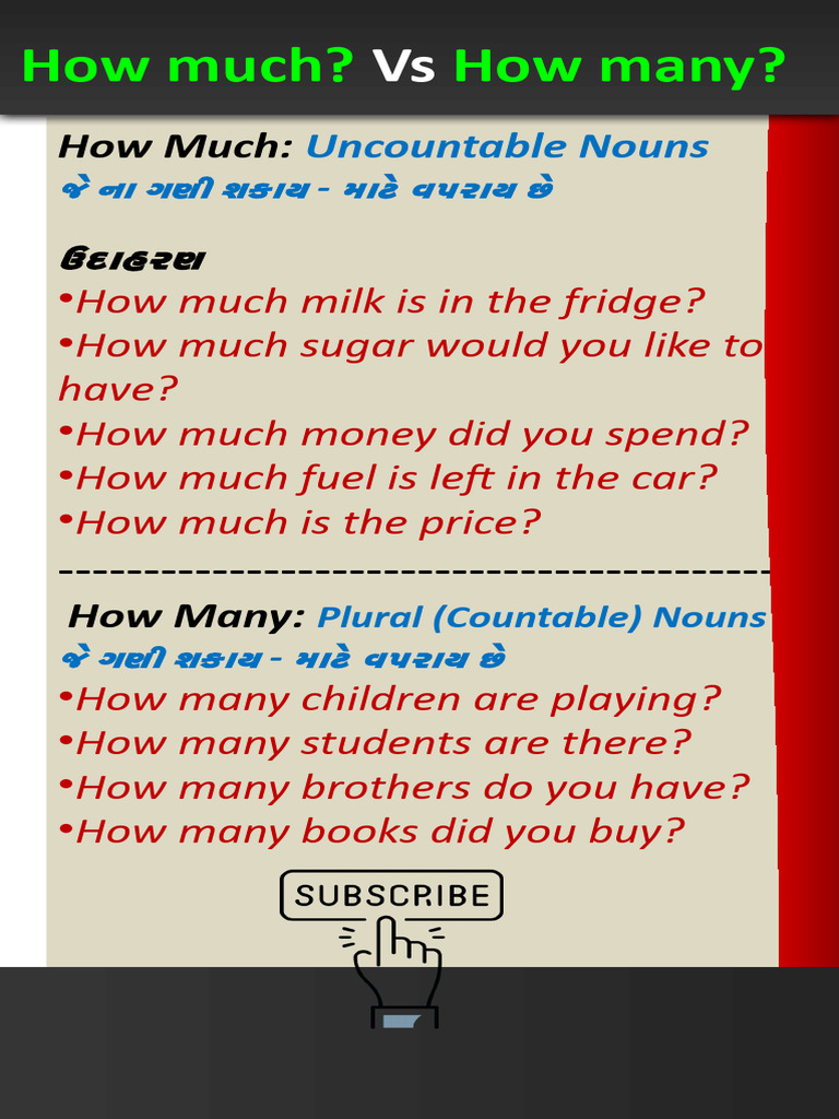 How Much Vs How Many | PDF
