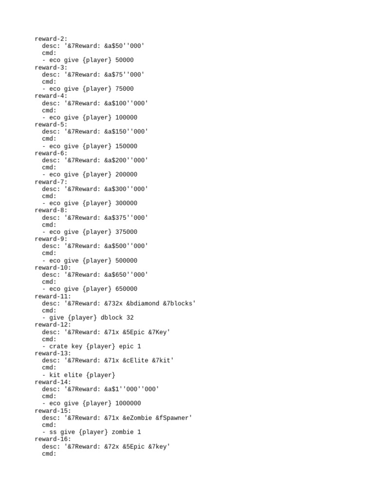 Minecraft Reward Commands List | PDF | Games & Activities | Computers