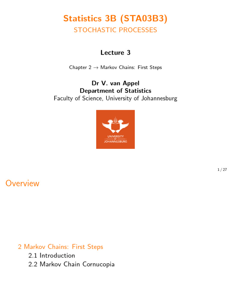STA03B3 Lecture 3 | PDF | Markov Chain | Matrix (Mathematics)