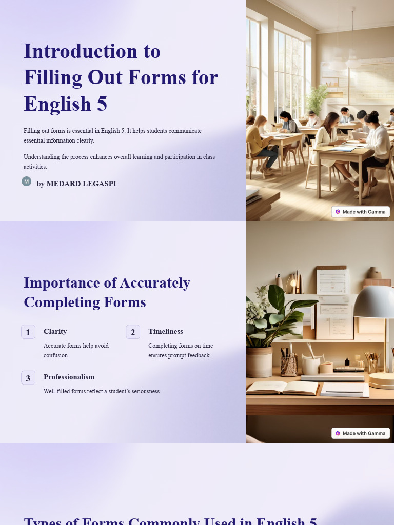 Introduction To Filling Out Forms For English 5 | PDF | Cognitive ...