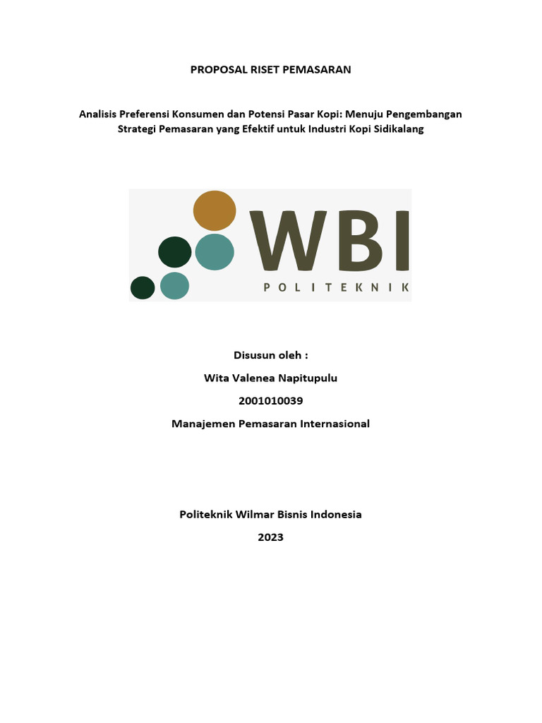 Proposal Riset Pemasaran | PDF | Bisnis | Ilmu Sosial