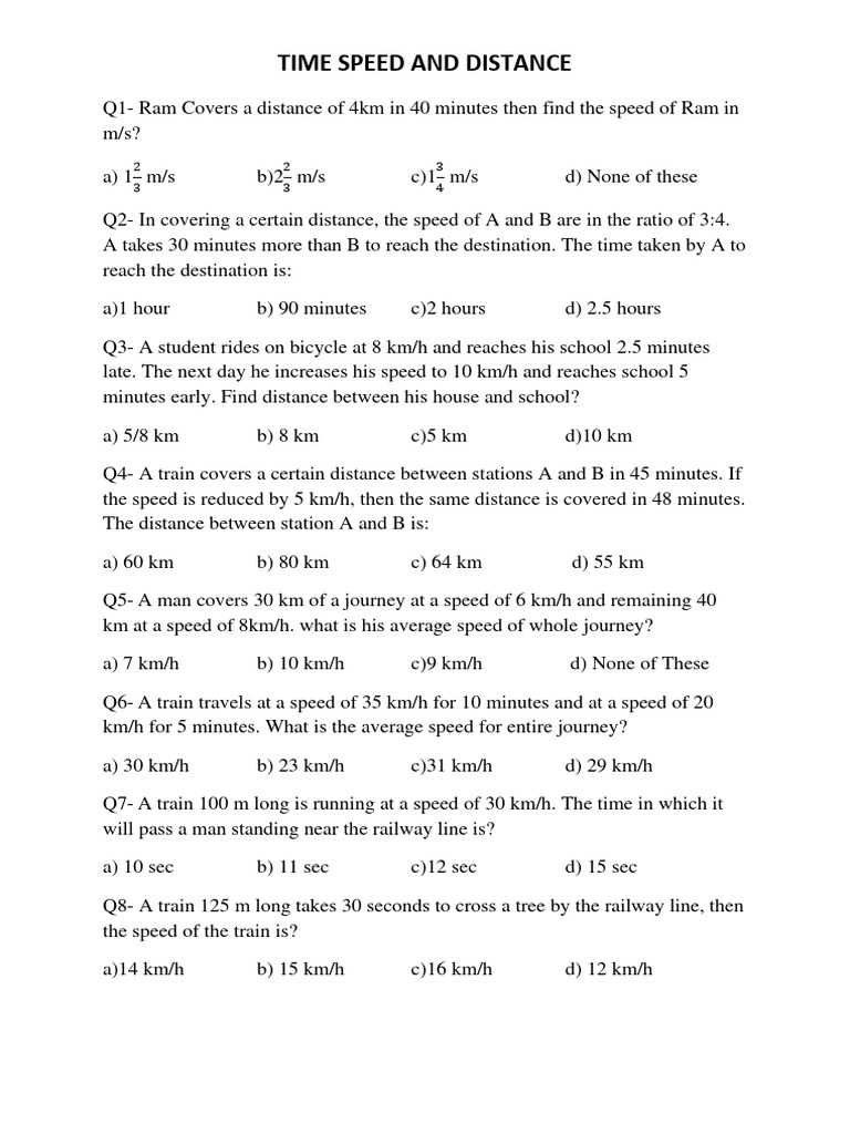 Time Speed and Distance | PDF | Speed | Quantity