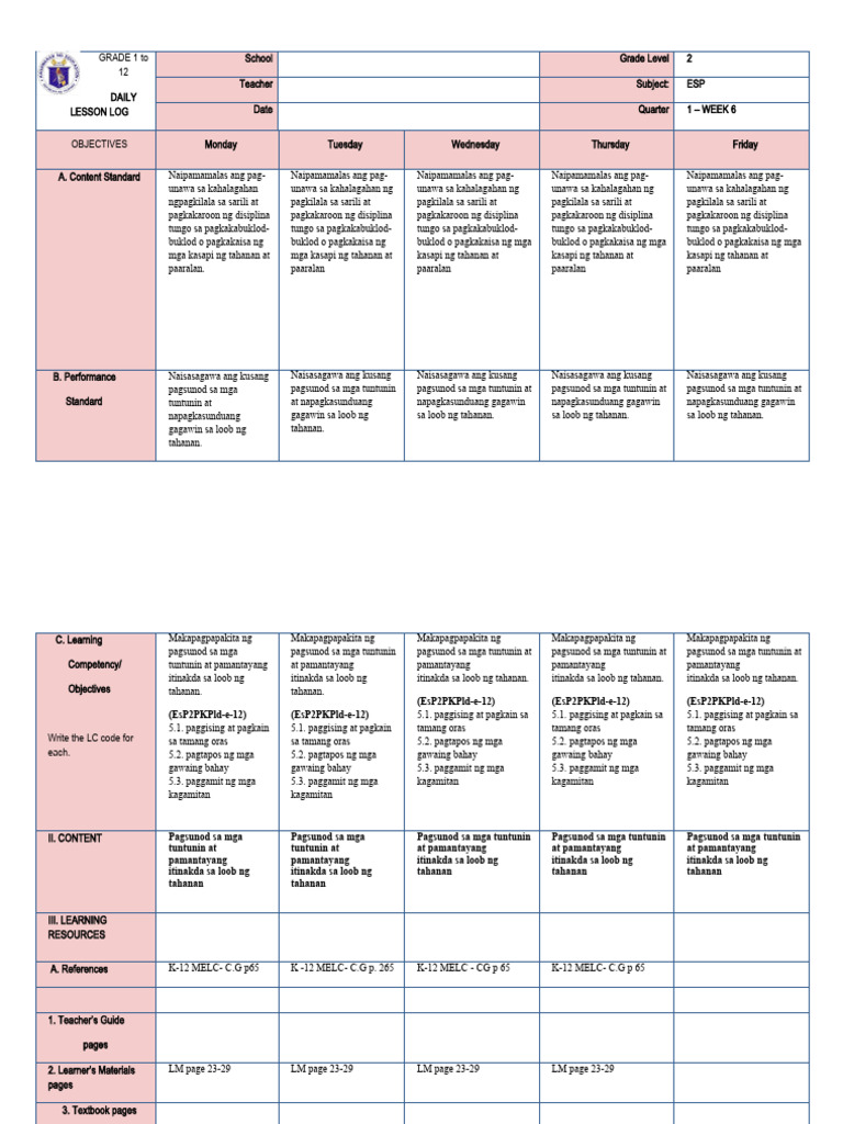 DLL Esp2 Q1 W6 | PDF