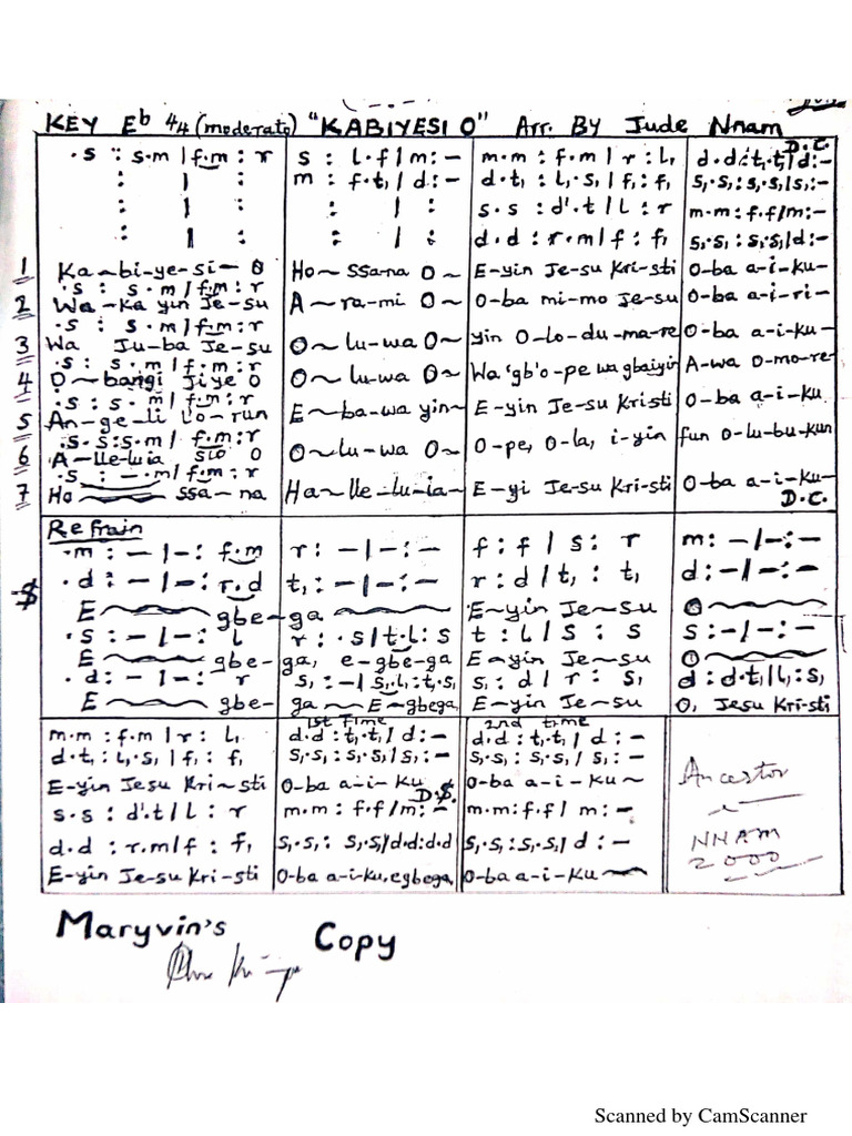 Kabiyesi O' Hossana O' by Sir Jude Nnam | PDF