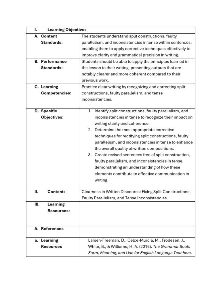 Lesson Plan Second Version | PDF | Verb | Grammatical Tense