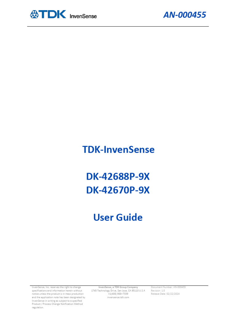 TDK - 6 4 2024 - AN 000455 TDK InvenSense DK 42688P 9X and DK 42670P 9X ...