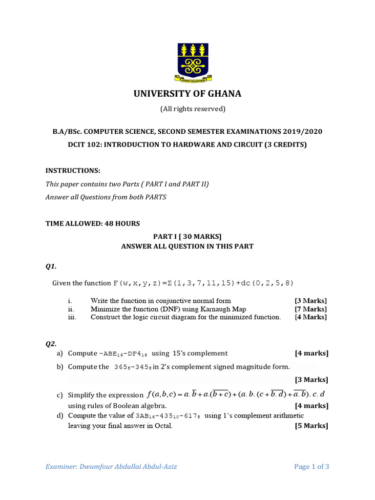 Computer Science Exam: Hardware & Circuits | PDF | Central Processing Unit | Electronic Circuits