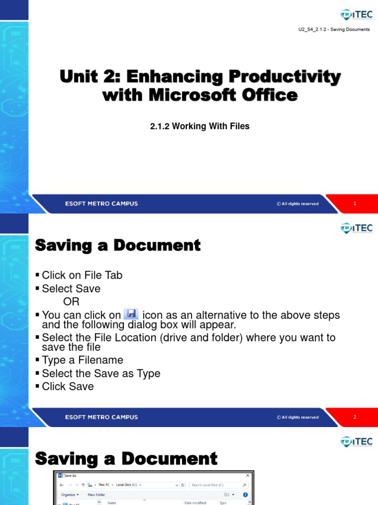 U2_S4_2.1.2 - Saving Documents | PDF | Computer File | Microsoft Word
