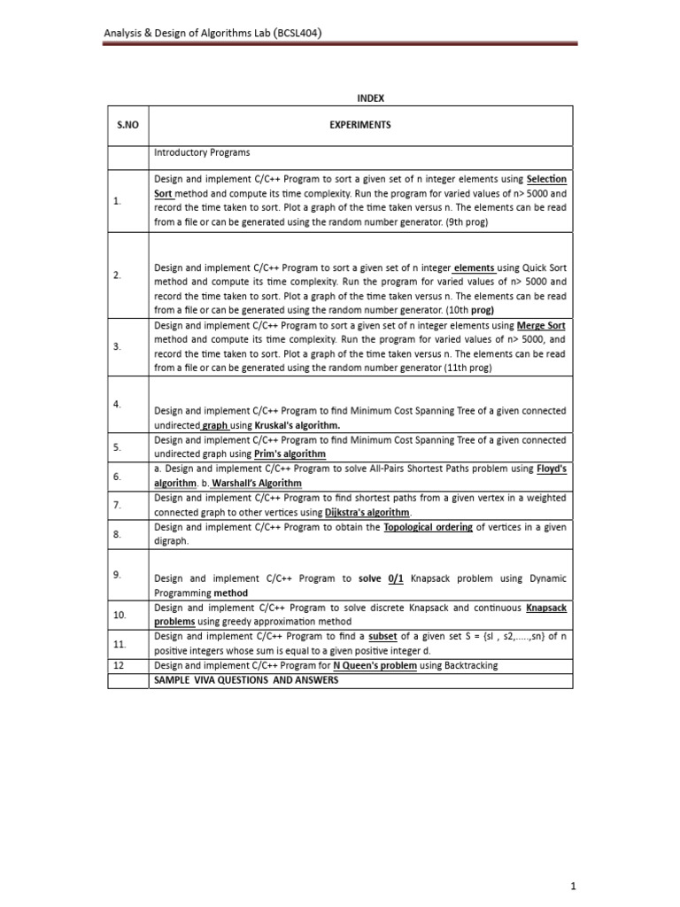 BCSL404 ADA Lab Programs | PDF | Time Complexity | Computational Complexity Theory