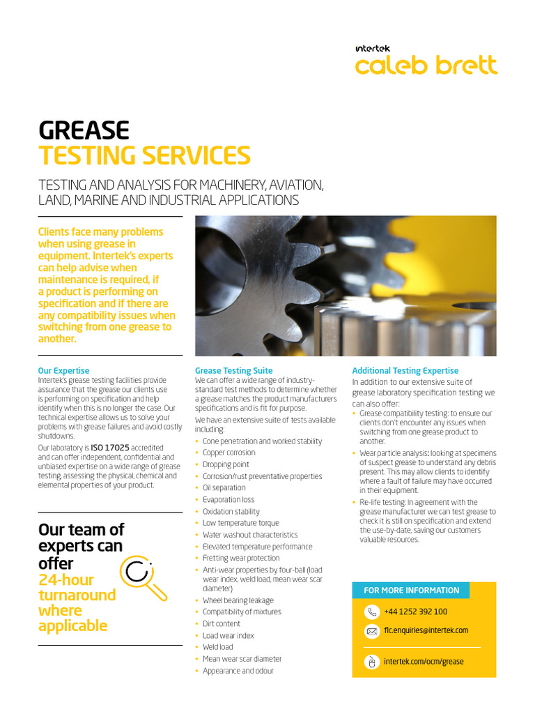 Intertek Caleb Brett Grease Testing Web | PDF | Wear | Corrosion