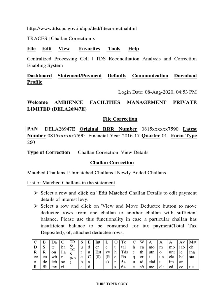 TDS Challan Correction Guide | PDF