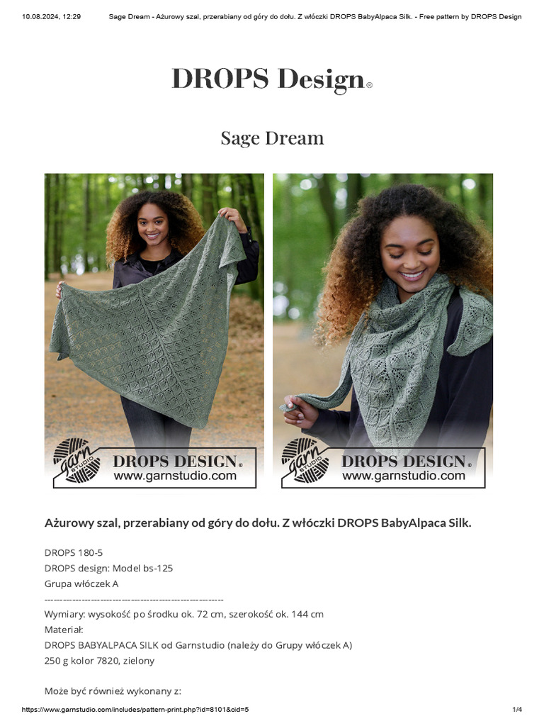 Sage Dream - Ażurowy Szal, Przerabiany Od Góry Do Dołu. Z Włóczki DROPS BabyAlpaca Silk. - Free ...