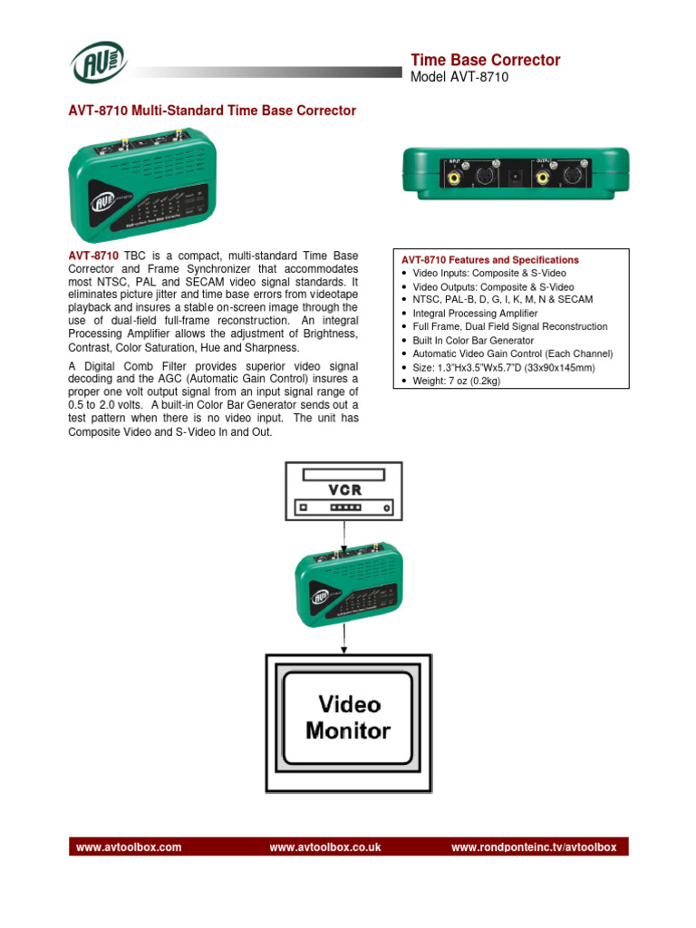 AVT-8710 - AvToolbox-Time Base Corrector-Model AVT-8710 (Green) Specifications | PDF
