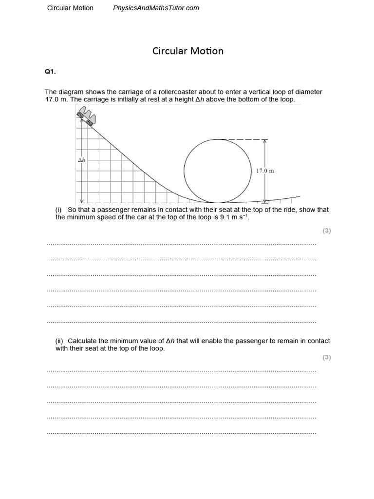 Circular Motion REVISION TESTS | PDF | Rotation | Force