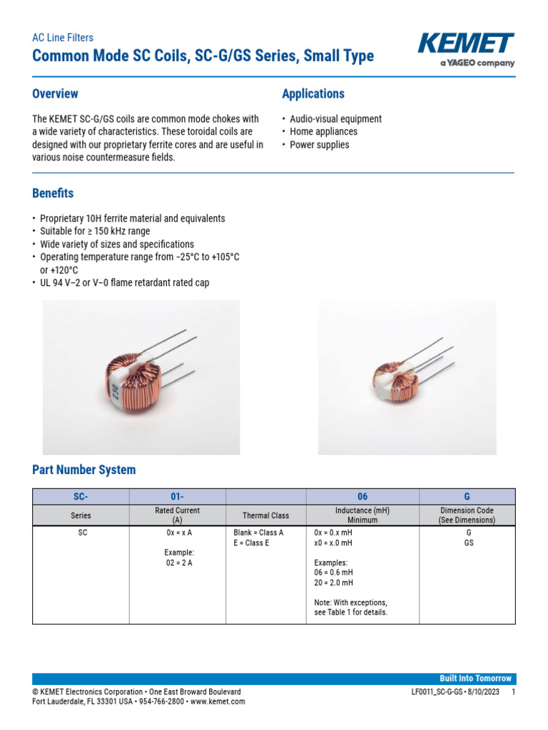 AC Line Filters: SC-G/GS Coils Overview | PDF | Inductor | Alternating ...