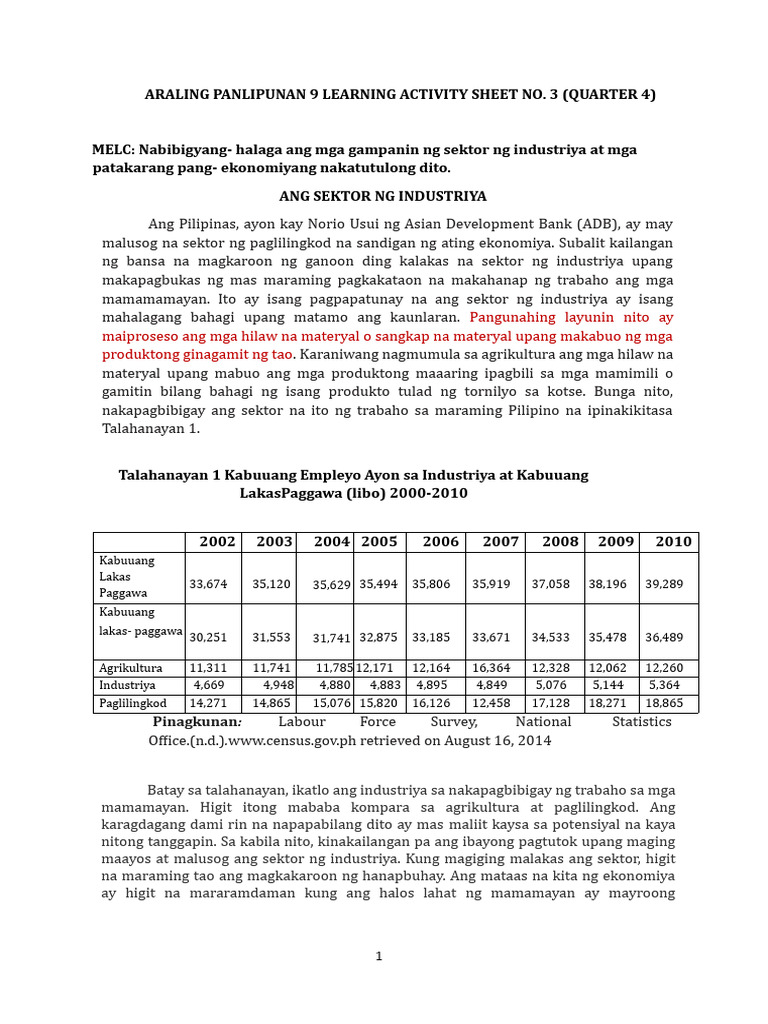 Ap9 Q4 Las3 - Sektor NG Industriya | PDF