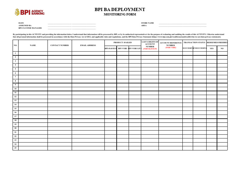 Bpi Activation Form | PDF | Information Technology | Computing