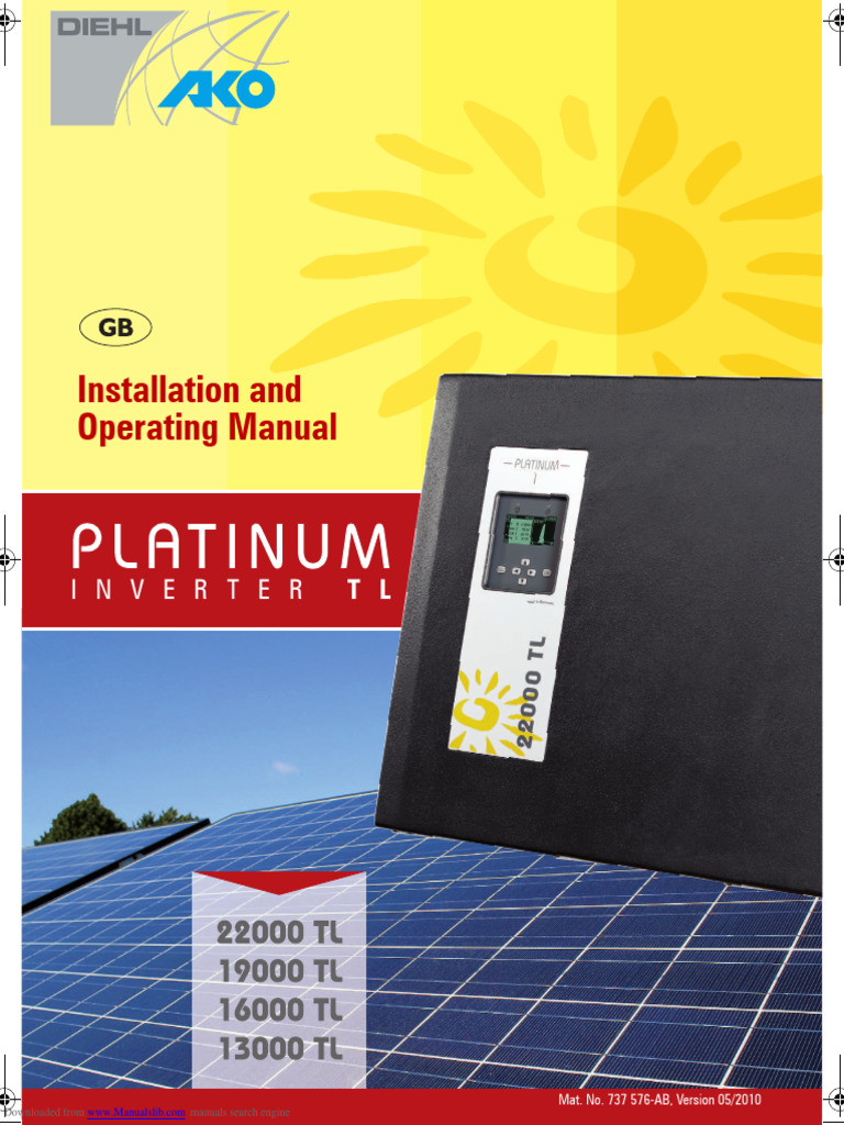 Installation and Operating Manual: Inverter TL | PDF | Electrical ...
