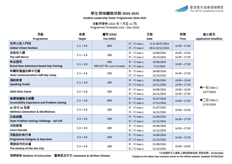 TP 24-25 Timetable | PDF