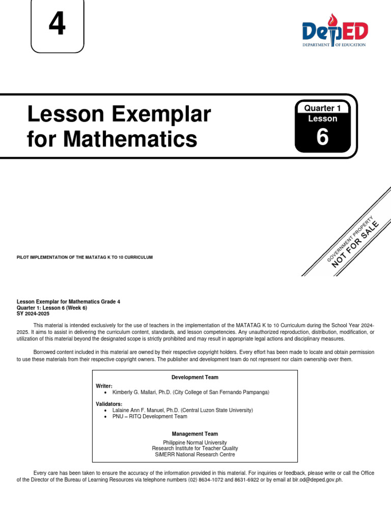 Q1 LE Mathematics 4 Lesson 6 Week 6 | PDF | Rounding | Harry Potter