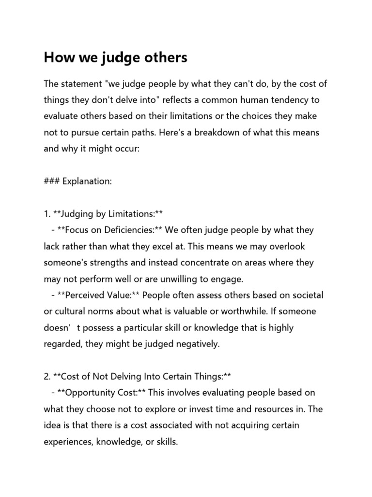 How We Judge Others | PDF | Knowledge | Bias