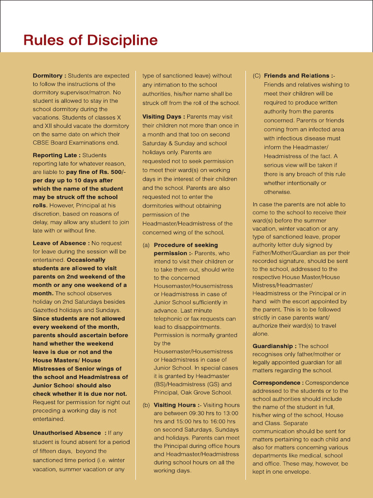 Rules of Discipline | PDF