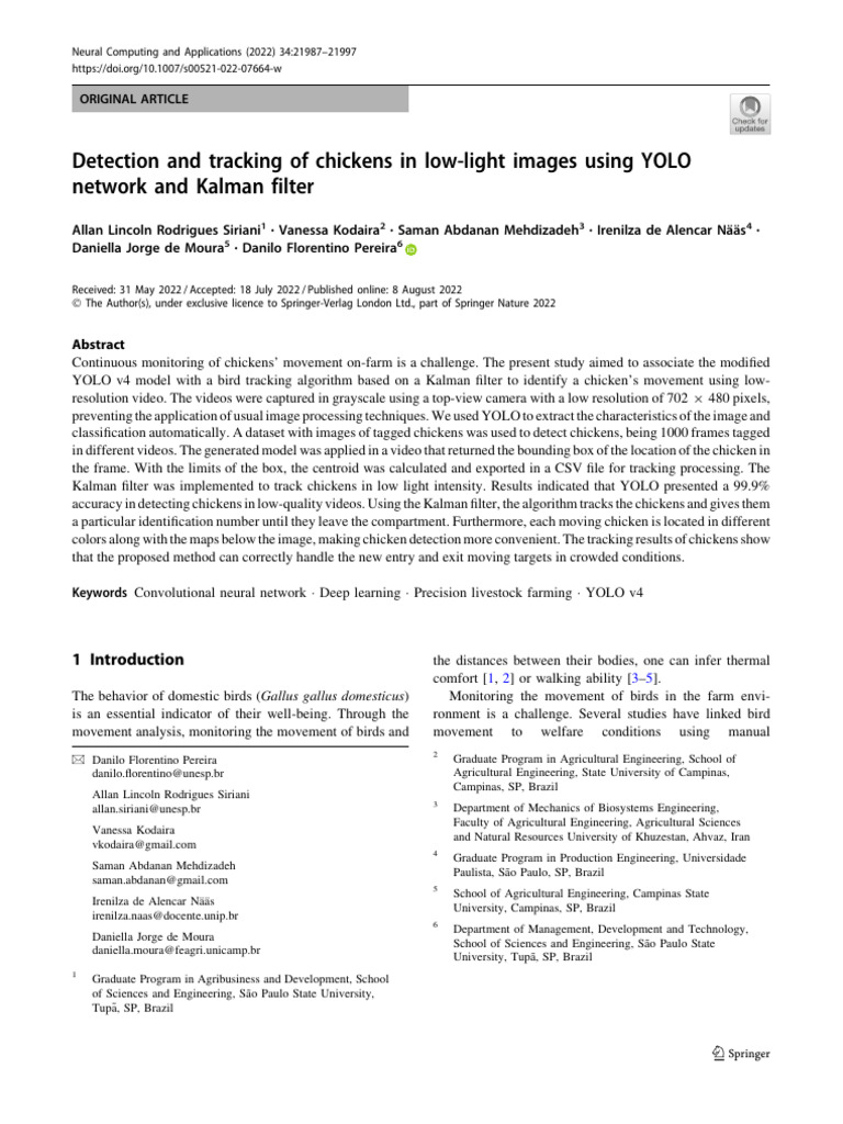 Detection and Tracking of Chickens in Low-Light Images Using YOLO ...