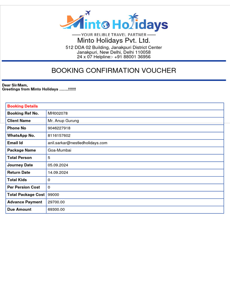 Bookingconfirmation | PDF