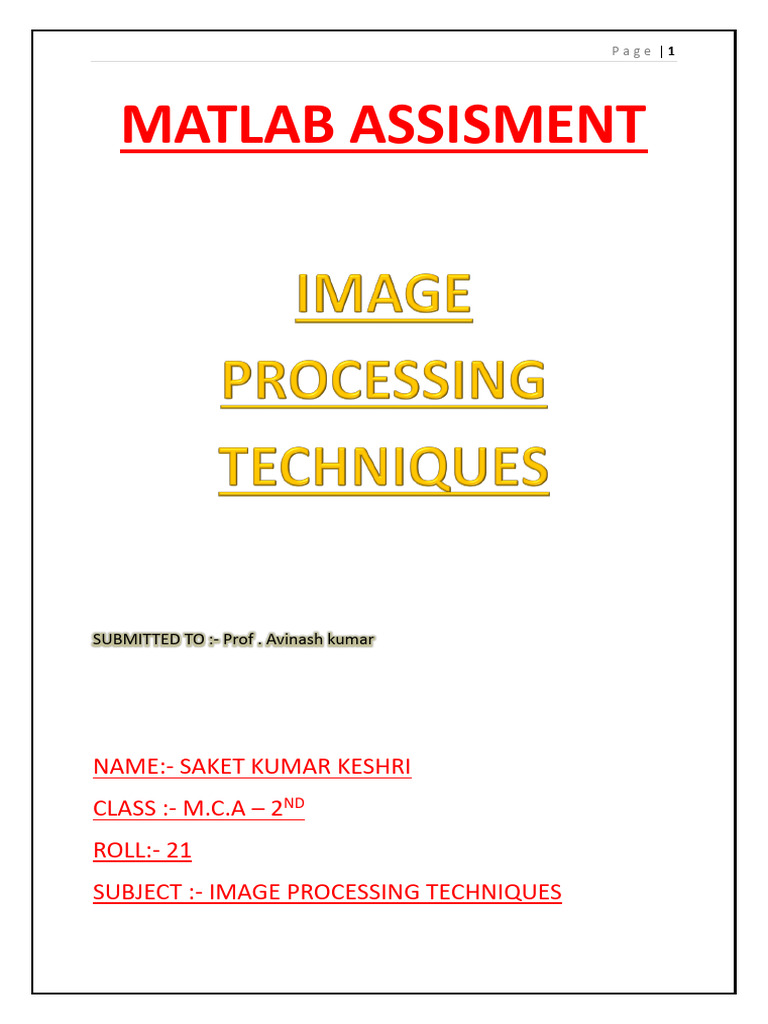 MATLAB ASSISMENT | PDF | Rgb Color Model | Pixel MATLAB ASSISMENT | PDF | Rgb Color Model | Pixel