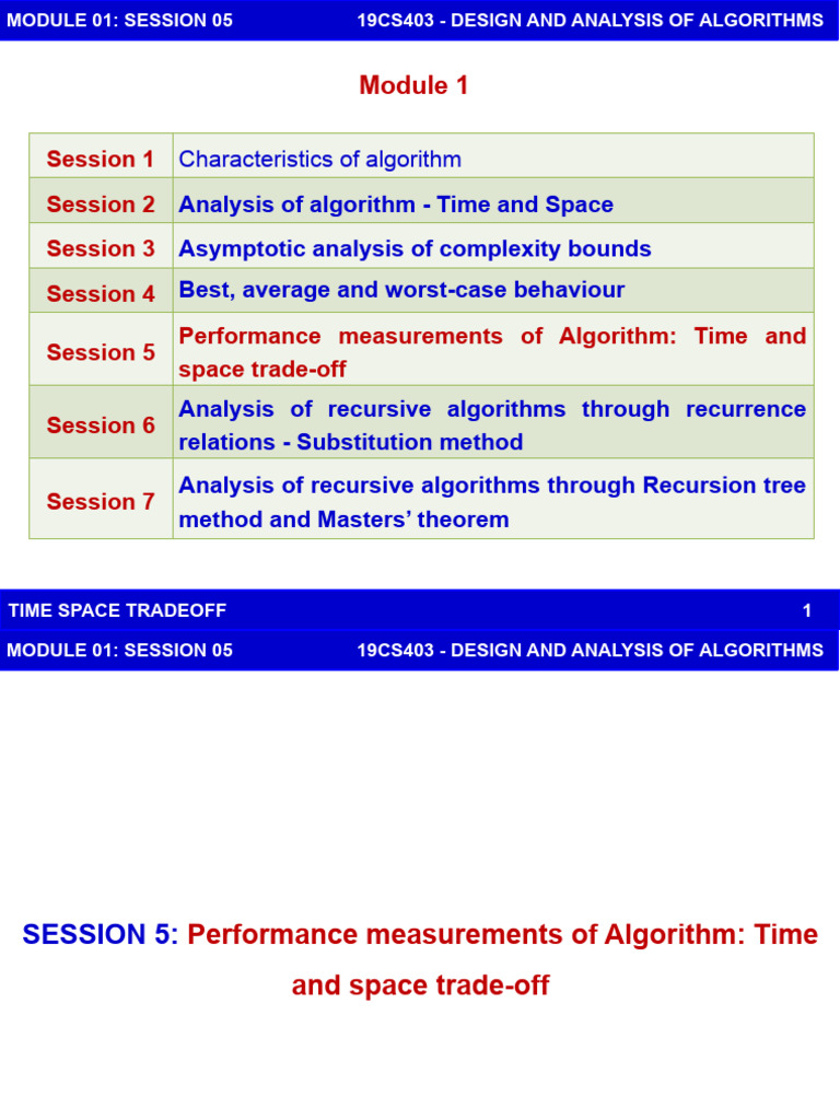 M01S05 Daa-Unit-1-Time Space Tradeoff | PDF | Computational Complexity Theory | Trade Off