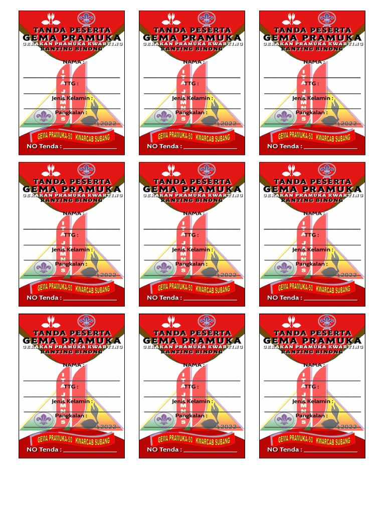 Id Card Pramuka Peserta Gema Binong | PDF
