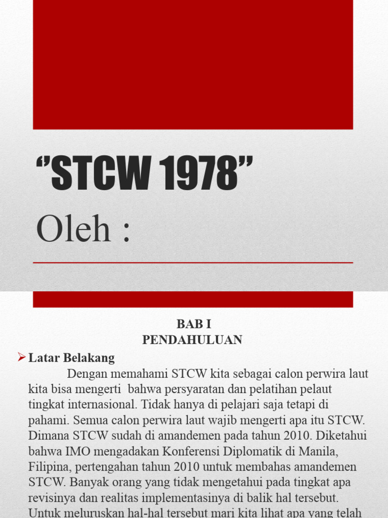 STCW 1978 | PDF | Bisnis | Pengelolaan Keuangan & Uang