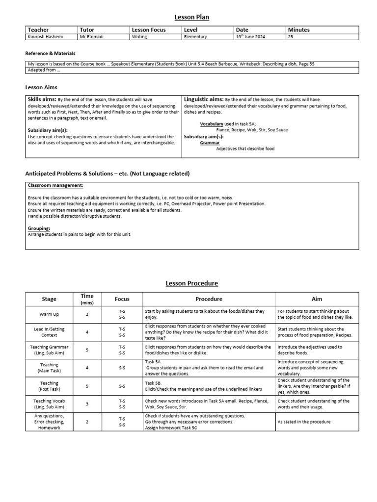 TTC_Final_Lesson_Plan | PDF | Vocabulary | Learning