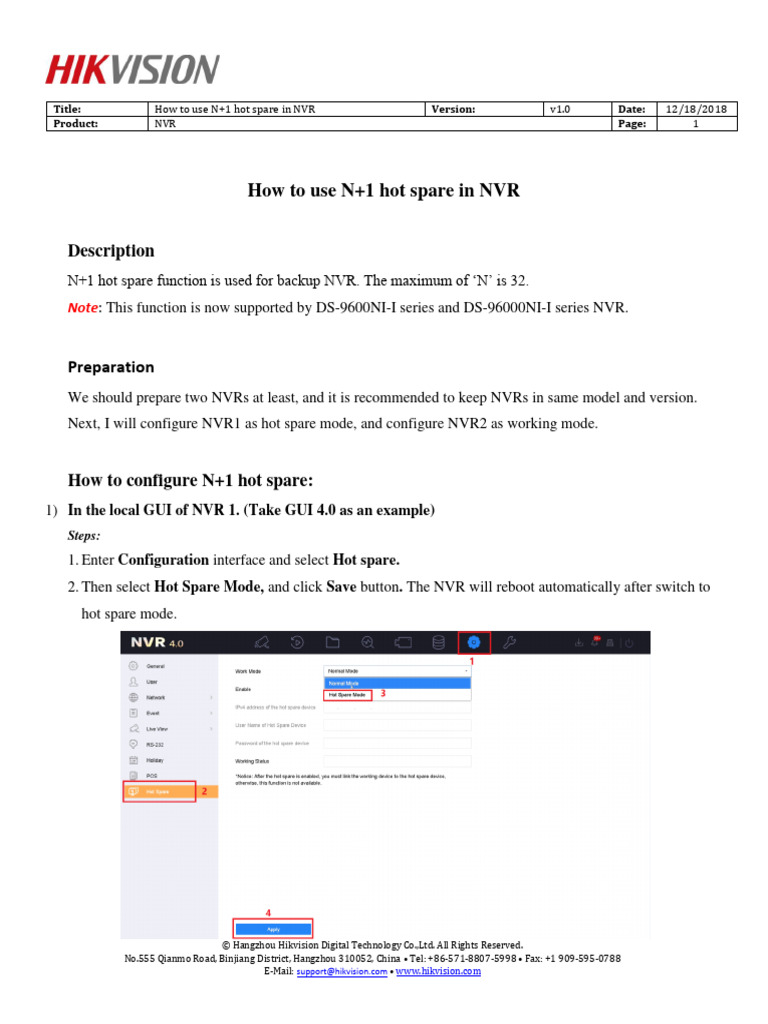 How To Use N1 Hot Spare in NVR | PDF | Online And Offline | Software