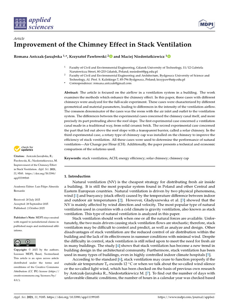 Applsci 11 09185 | PDF | Ventilation (Architecture) | Duct (Flow)