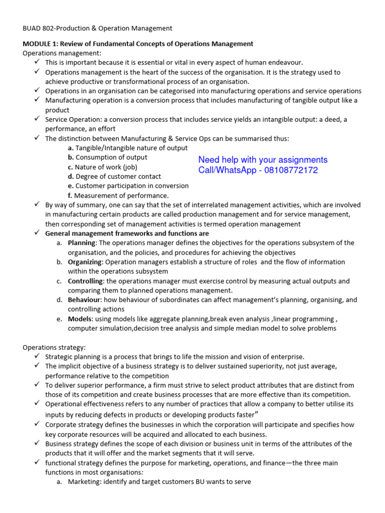 BUAD 802 Summary | PDF | Forecasting | Inventory