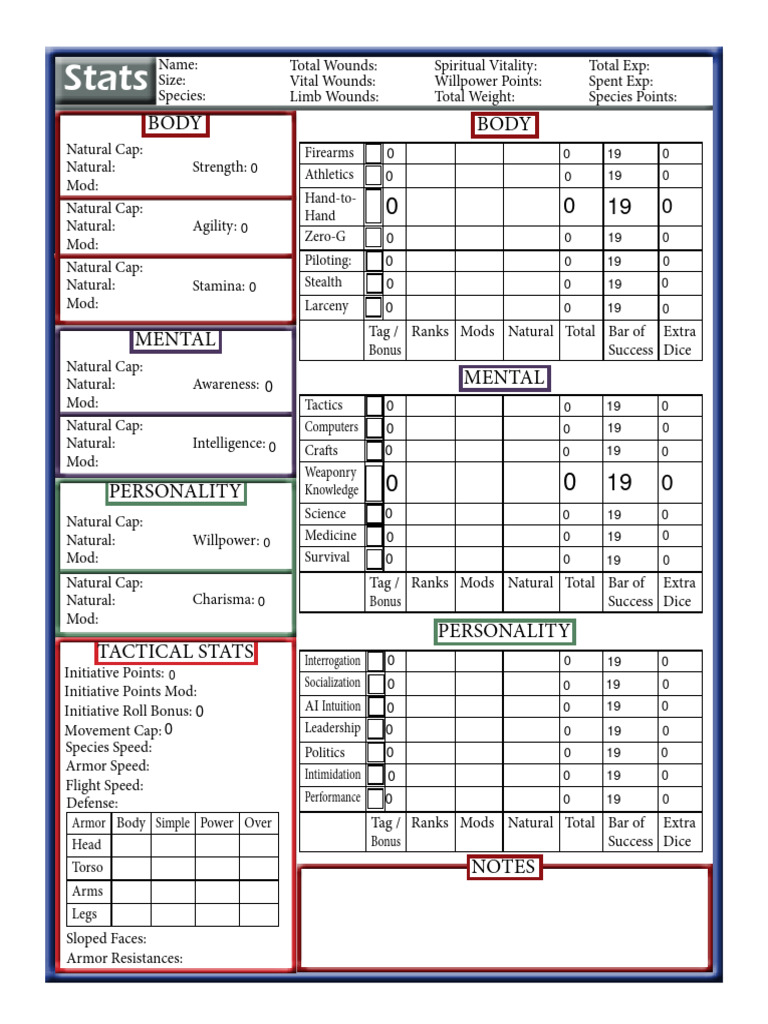 Character Stat Sheet | PDF