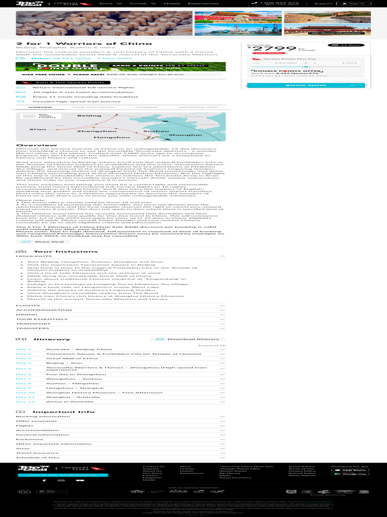 2 For 1 Warriors of China TripADeal | PDF | Frequent Flyer Program | Beijing