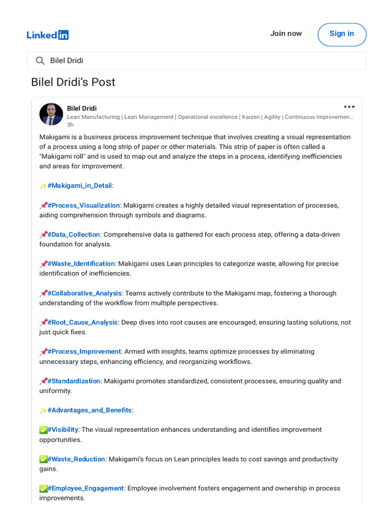 Bilel Dridi On LinkedIn The Power of The Makigami | PDF | Lean ...