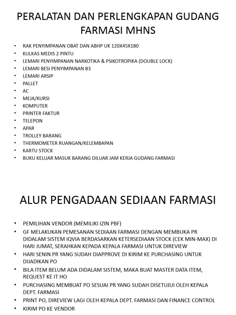 Perlengkapan Gudang Farmasi Rumah Sakit | PDF