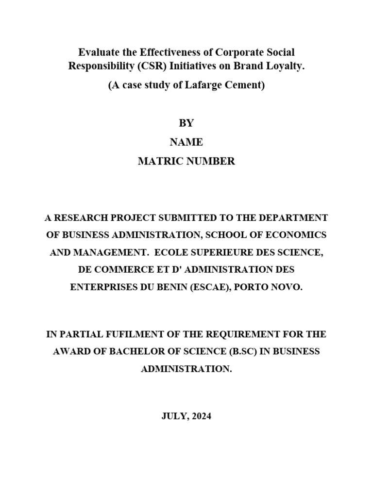 Priliminary (CSR) | PDF | Corporate Social Responsibility | Brand